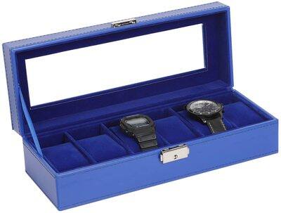 Sapphire Blue Hexa Leather Watch Box | Michaels