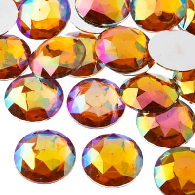 John Bead 25mm AB Acrylic Round Flat Back Rhinestones, 100ct. | Michaels