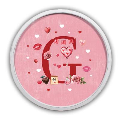 20" Valentine Things White Framed Round Monogram Print | Michaels