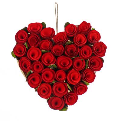 10" Artificial Valentine's Red Roses Heart | Michaels