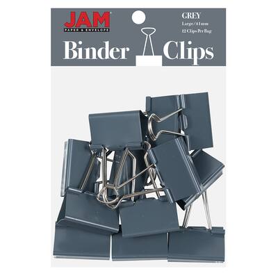 JAM Paper 1.5" Binder Clips, 12ct., Color: Gray | Michaels