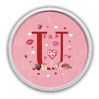 20" Valentine Things White Framed Round Monogram Print | Michaels