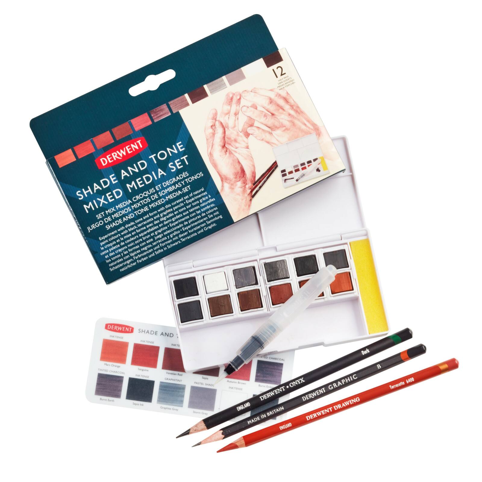Derwent 12 Color Shade & Tone Mixed Media Set | Watercolor Pan Sets ...