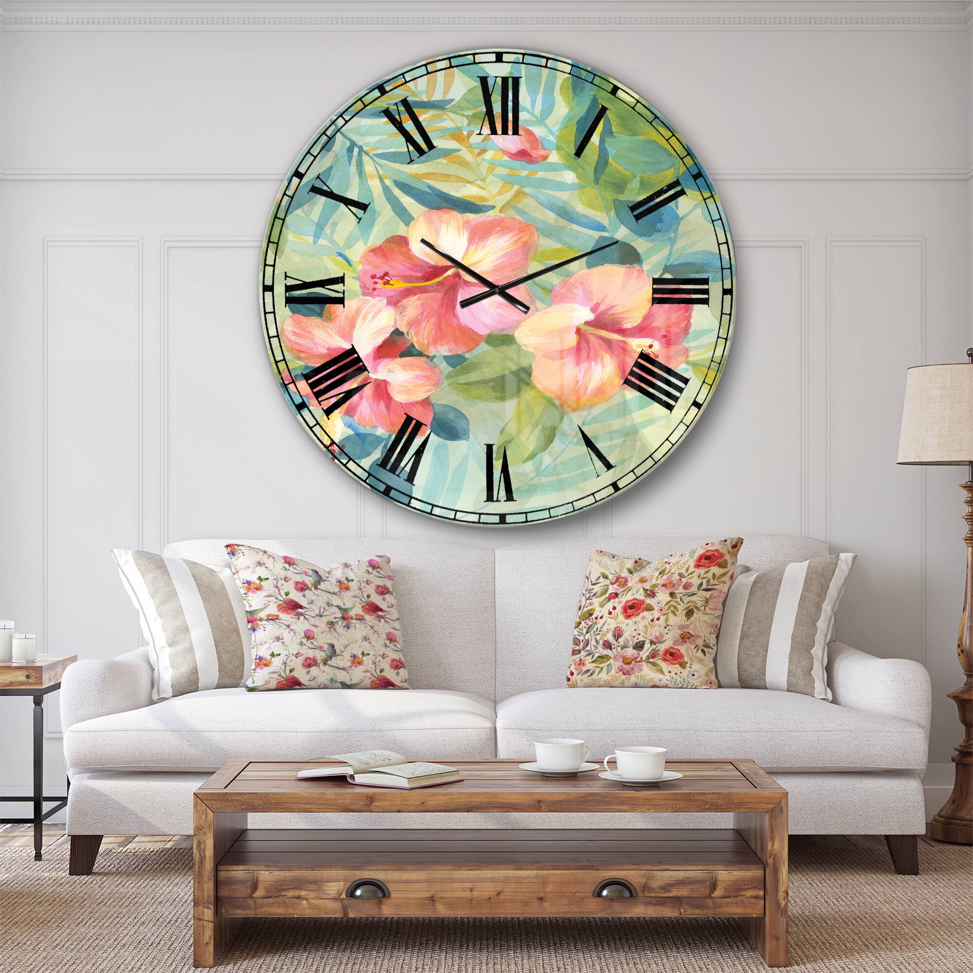 Designart Hibiscus Garden III Farmhouse Wall Clock | Clocks | Michaels