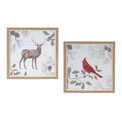 Framed Deer & Cardinal Bird Wall Art Set | Michaels