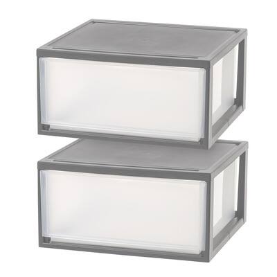 IRIS® 47qt. Gray & Clear Stacking Storage Drawers, 2ct. | Michaels