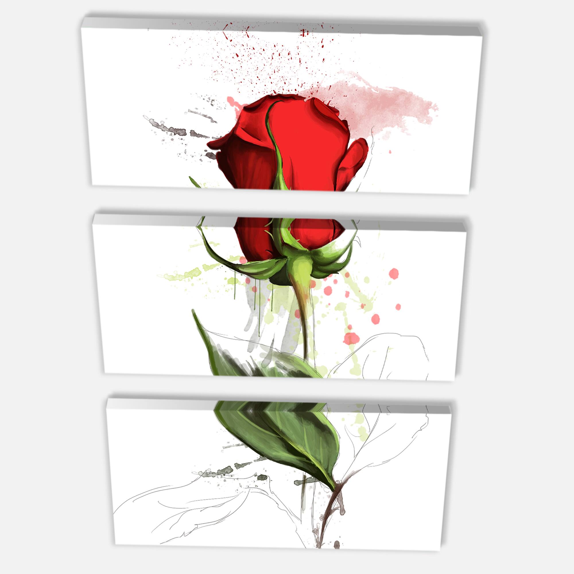 Designart - Red Rose Hand drawn - Floral Canvas Art Print | Michaels