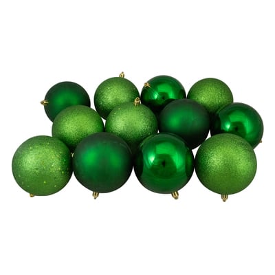 12ct. 4" 4-Finish Green Shatterproof Ball Ornaments | Michaels