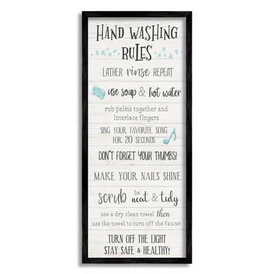 Stupell Industries Hand Washing Rules Bathroom Guide Positive Hygiene ...