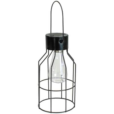 9.5" Black Outdoor Hanging Geometric Solar Lantern with Handle | Michaels