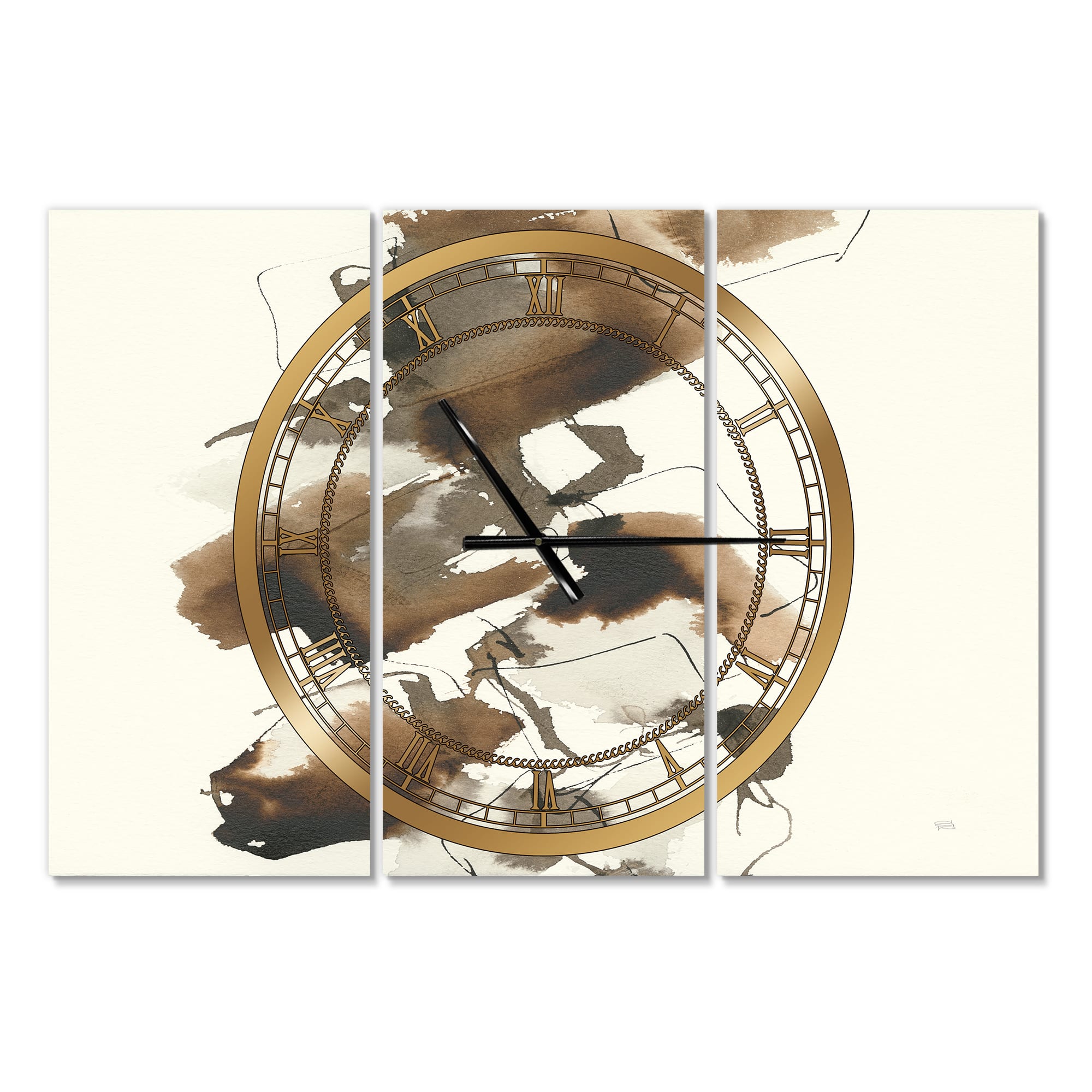 Designart Gold Glam Squares I Modern 3 Panel Wall Clock | Clocks | Michaels