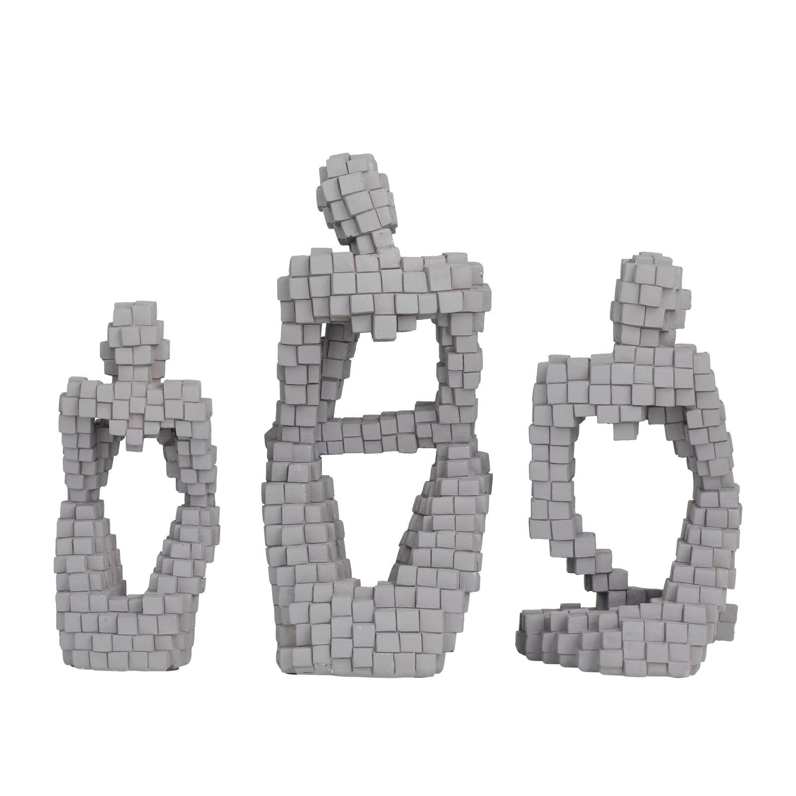 Set of 3 Grey Polystone Contemporary Sculptures, 13" x 6" x 6" | Michaels