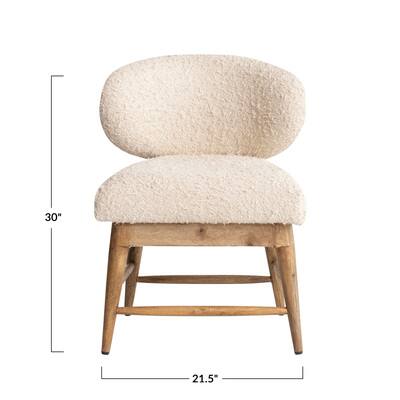 Hello Honey® 30" Ivory Boucle Cotton Upholstered Chair with Wood Legs ...