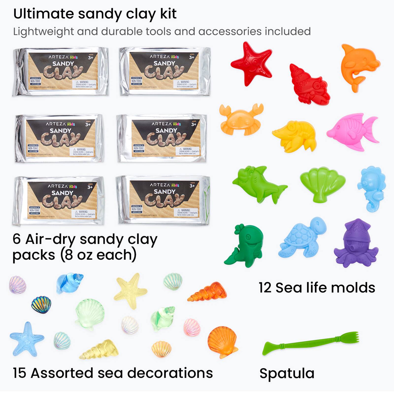 Arteza® Kids Sandy Clay Beach Kit with Shapes ,33 pcs | Sets & Kits ...