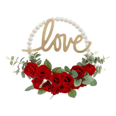 22" Pearls & Red Roses Love Half Wreath by Celebrate It® | Michaels