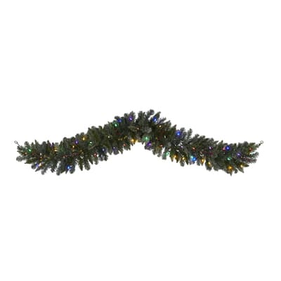 6ft. LED Flocked Pine Christmas Garland | Michaels