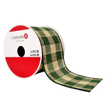 2.5" x 20ft. Wired Check Ribbon by Celebrate It™ Christmas | Michaels