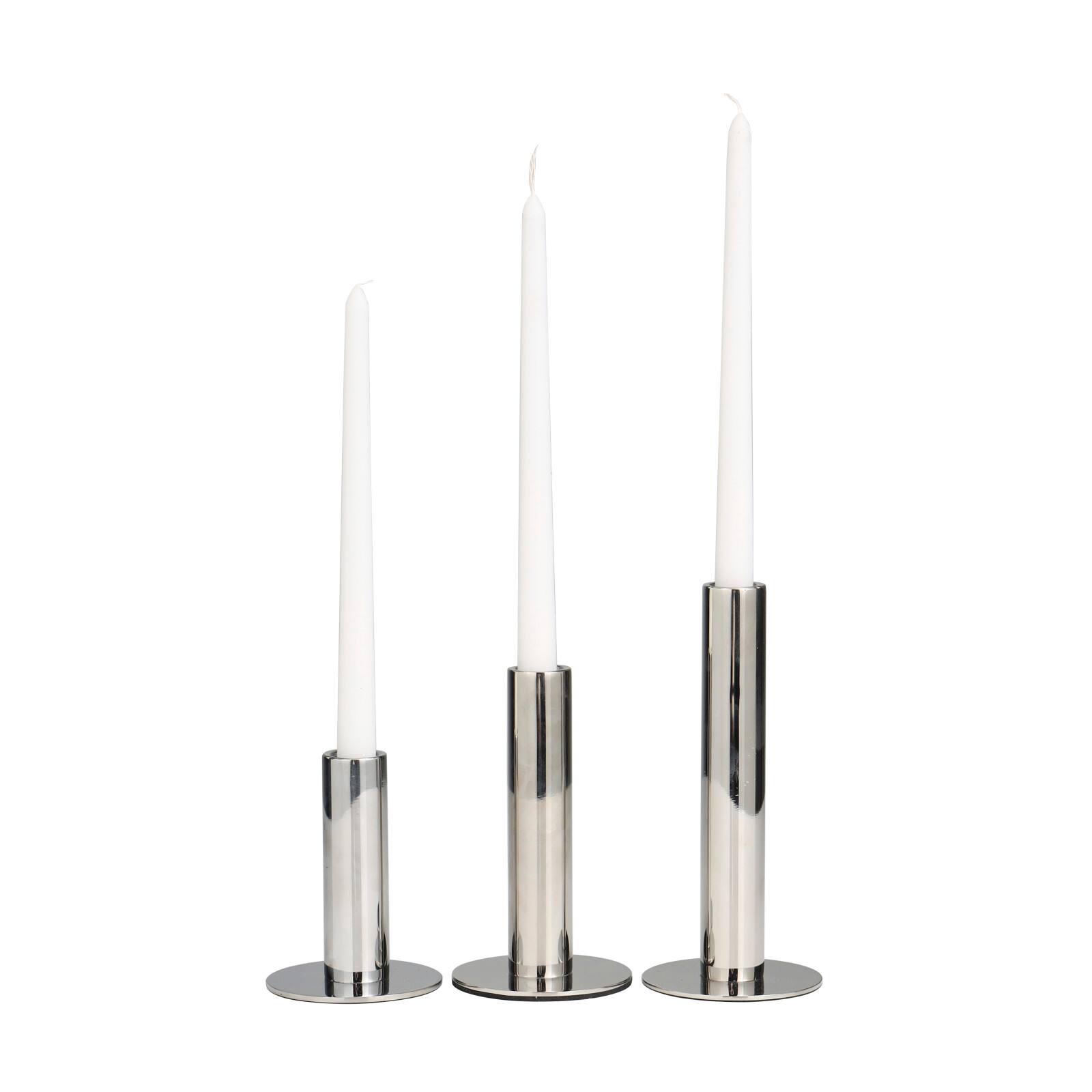 Silver Stainless Steel Slim Minimalistic Candle Holder with Rounded ...