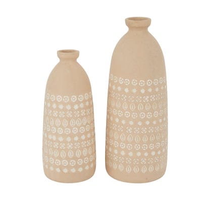Set of 2 Beige Stoneware Rustic Vases, 15" x 5" x 5" | Michaels