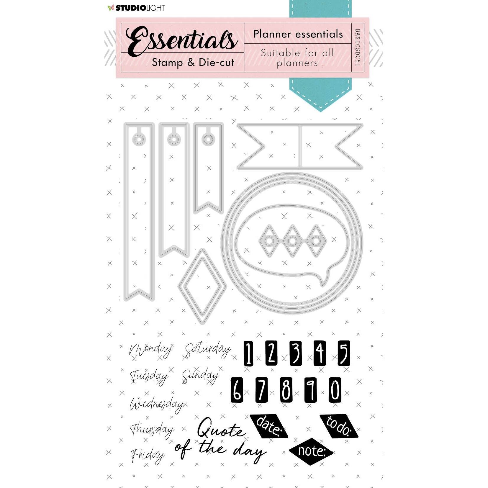 Studio Light Essentials Planner Days of the Week Stamp & Die Set | Michaels