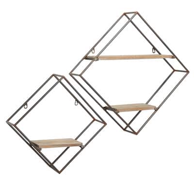 Set of 2 Black Metal Industrial Wall Shelf, 22", 17" | Michaels