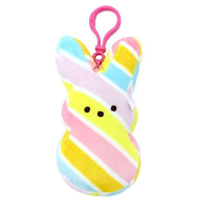 PEEPS® Rainbow Stripes Bunny Plush Backpack Clip | Michaels