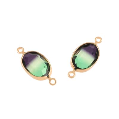 Gold & Green Ombre Oval Connectors, 20mm by Bead Landing™ | Michaels