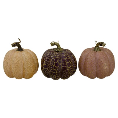 4" Brown & Purple Fall Harvest Tabletop Pumpkin Set | Michaels