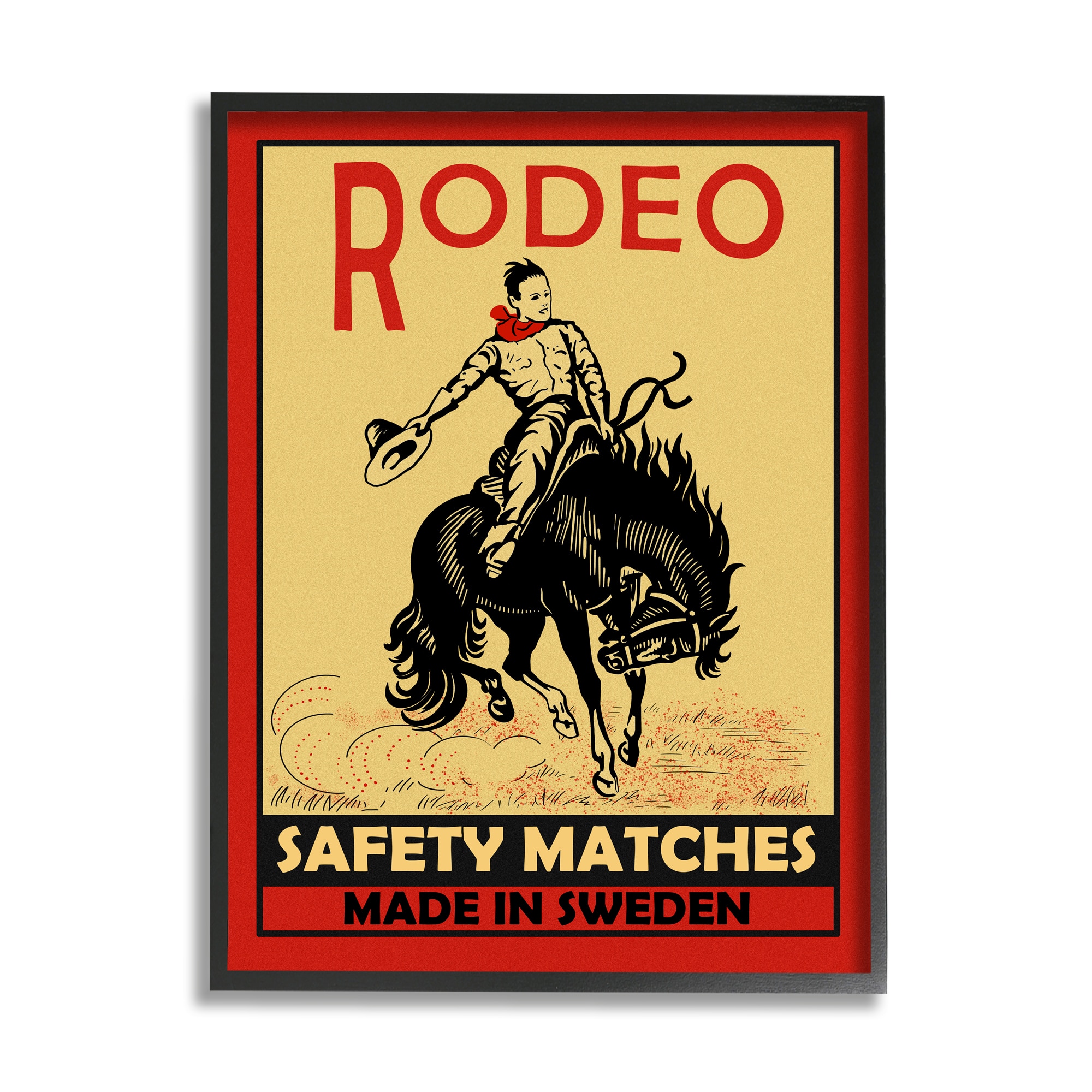 Stupell Industries Rodeo Safety Matches Cowboy Bucking Bronco Red ...