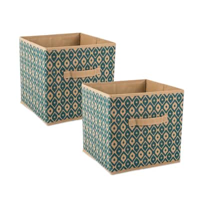 Teal Nonwoven Ikat Polyester Square Cube Set | Michaels