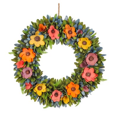 18" Spring Floral Wreath with Fern | Michaels