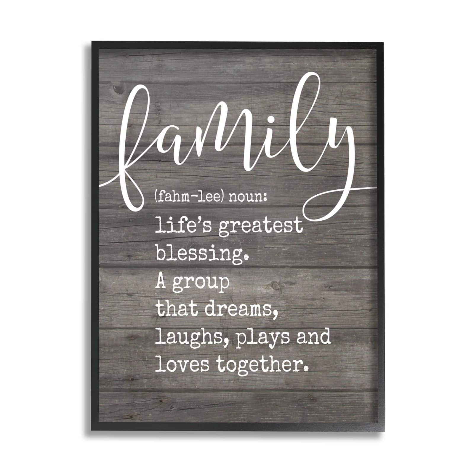 Stupell Industries Family Definition Planked Framed Wall Art | Michaels