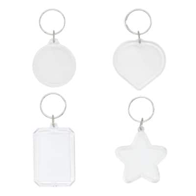Mixed Shapes Clear Plastic Keychains, 16ct. by Creatology™ | Michaels