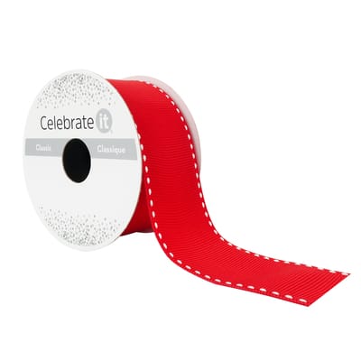 Buy in Bulk - 12 Pack: 1.5" x 3yd. Grosgrain Stitched Edge Ribbon by ...