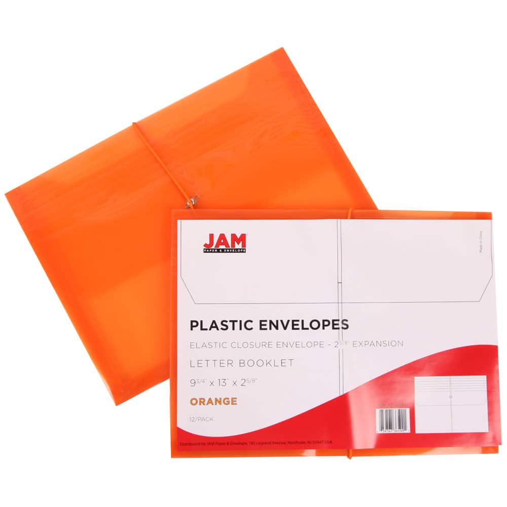 JAM Paper 9.75" x 13" Plastic Elastic Band Closure Expansion Envelopes ...