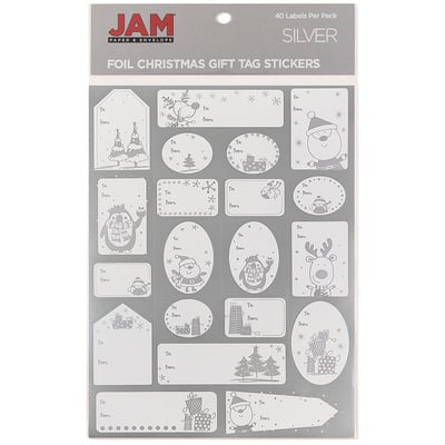 JAM Paper Matte Silver Foil Christmas Gift Tag Stickers | Michaels