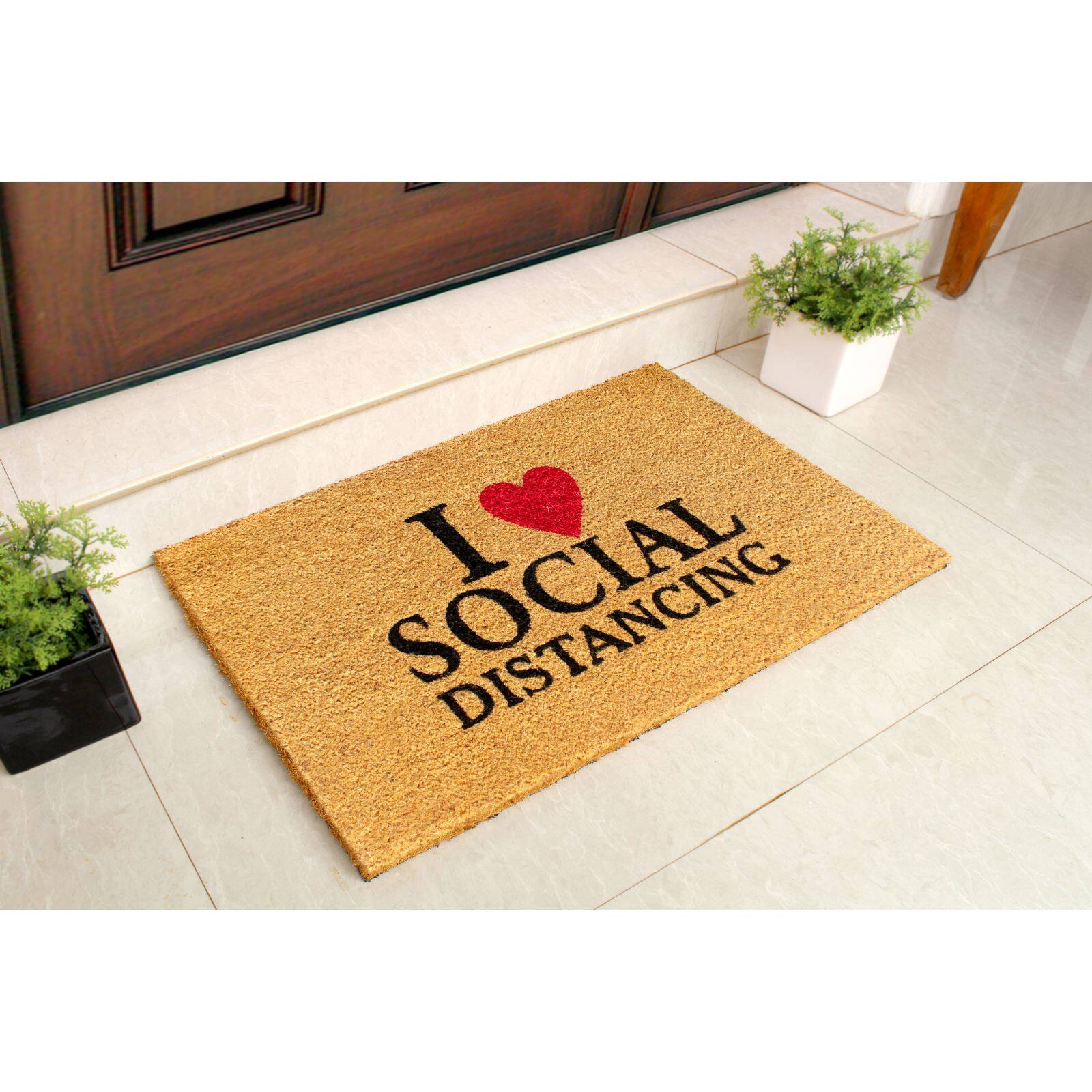 RugSmith Black I Love Social Distancing Machine Tufted Doormat | Michaels