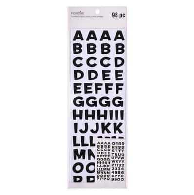 Buy in Bulk - 12 Packs: 98 ct. (1,176 total) Black Alphabet Stickers by ...