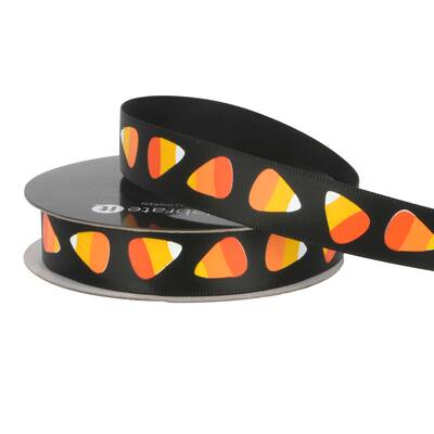 5/8" x 4yd. Black Candy Corn Ribbon by Celebrate It® Halloween | Michaels