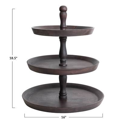 19" Black Decorative 3-Tier Wood Tray | Michaels