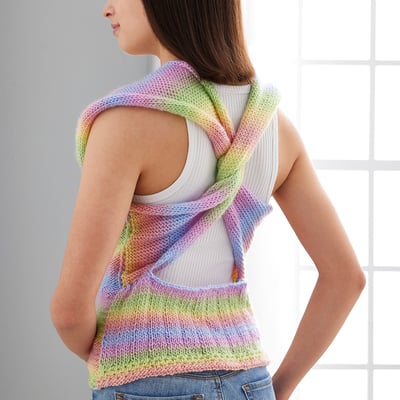 Loops & Threads® Facets™ Knit Twist Back Top | Projects | Michaels