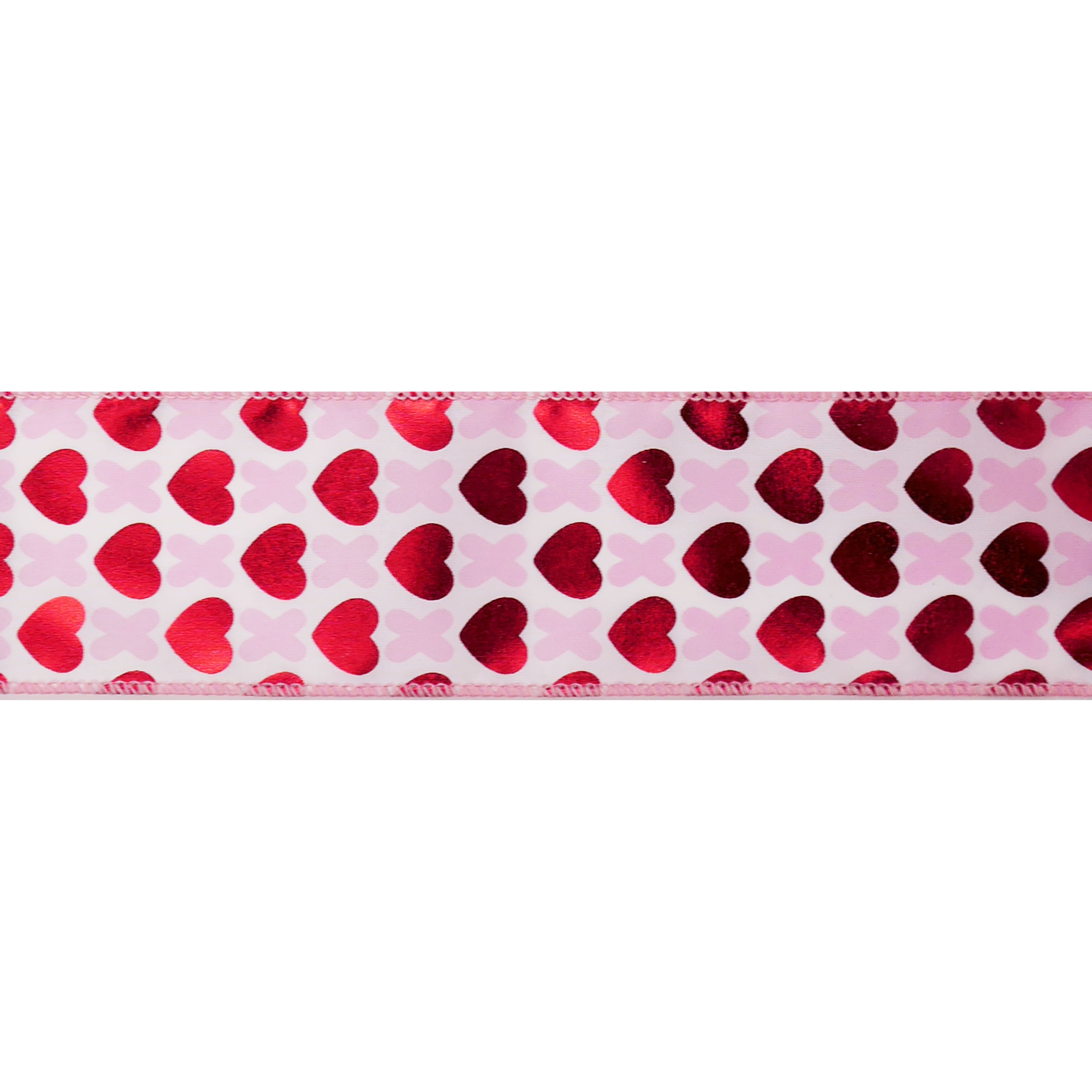 2.5" x 20ft. XO Hearts Wired Taffeta Ribbon by Celebrate It® | Michaels