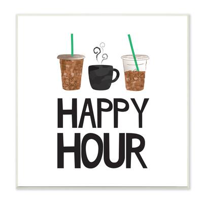 Stupell Industries Happy Hour Phrase Coffee Iced Drink Kitchen Beverage ...