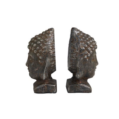 6.25" Black Antique Finish Metal Buddha Bookends, 2ct. | Michaels