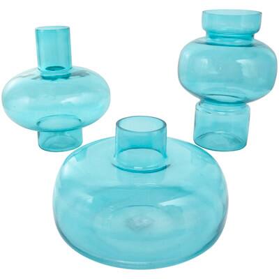 Blue Glass Rounded Vase Set | Michaels