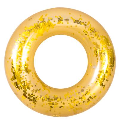 42" Gold Glitter Sequin Inflatable Inner Tube Pool Float | Michaels