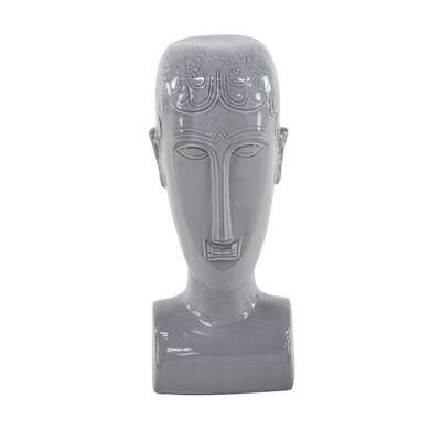 13" Gray Stoneware Man Head Sculpture | Michaels