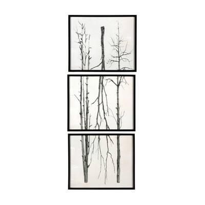 Black Wood Framed Straight Branch Artwork Set | Michaels