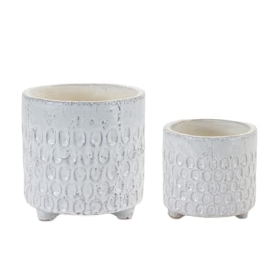White Distressed Terra Cotta Planter Set | Michaels