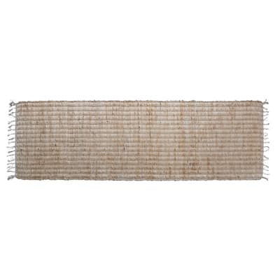 Hello Honey® Natural Boho Woven Jute & Cotton Floor Runner Rug with ...